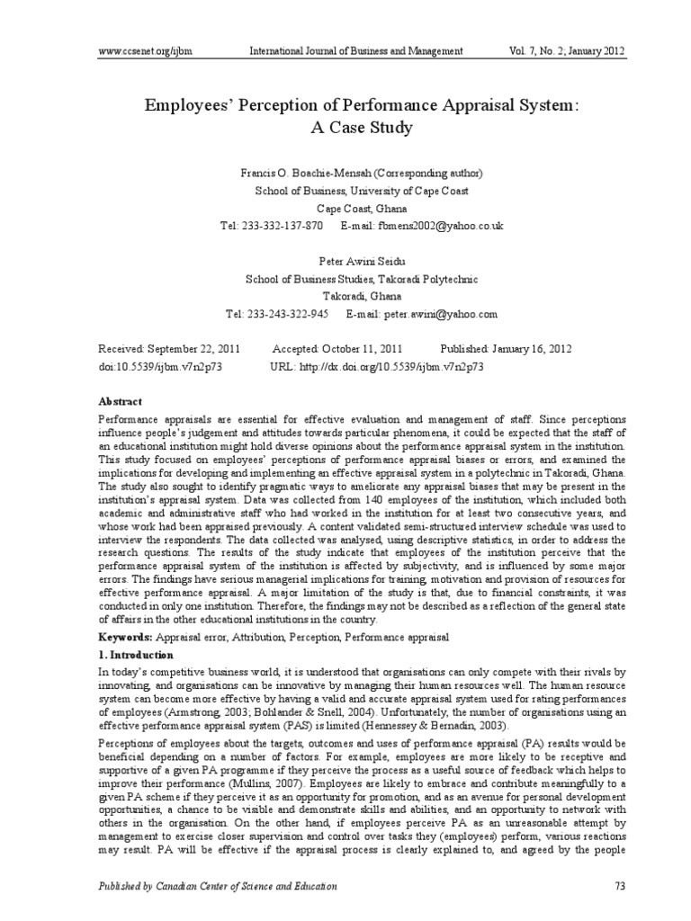 Employees' Perception of Performance Appraisal System | PDF ...