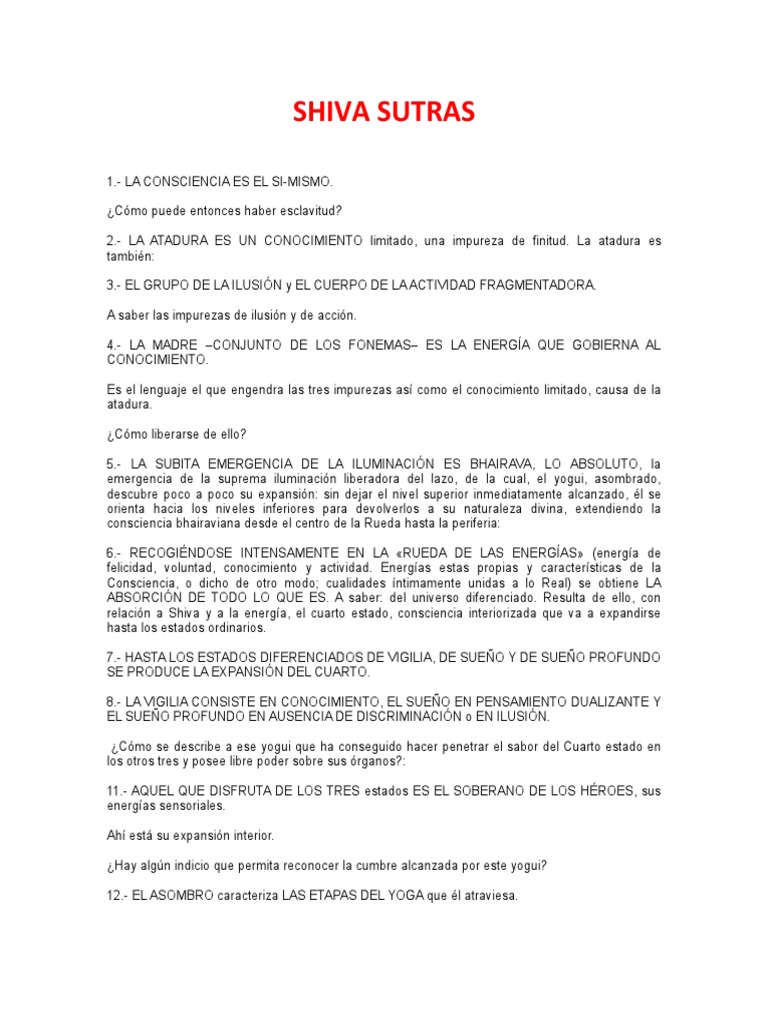 Shiva Sutras PDF | PDF | Yoga | Universo