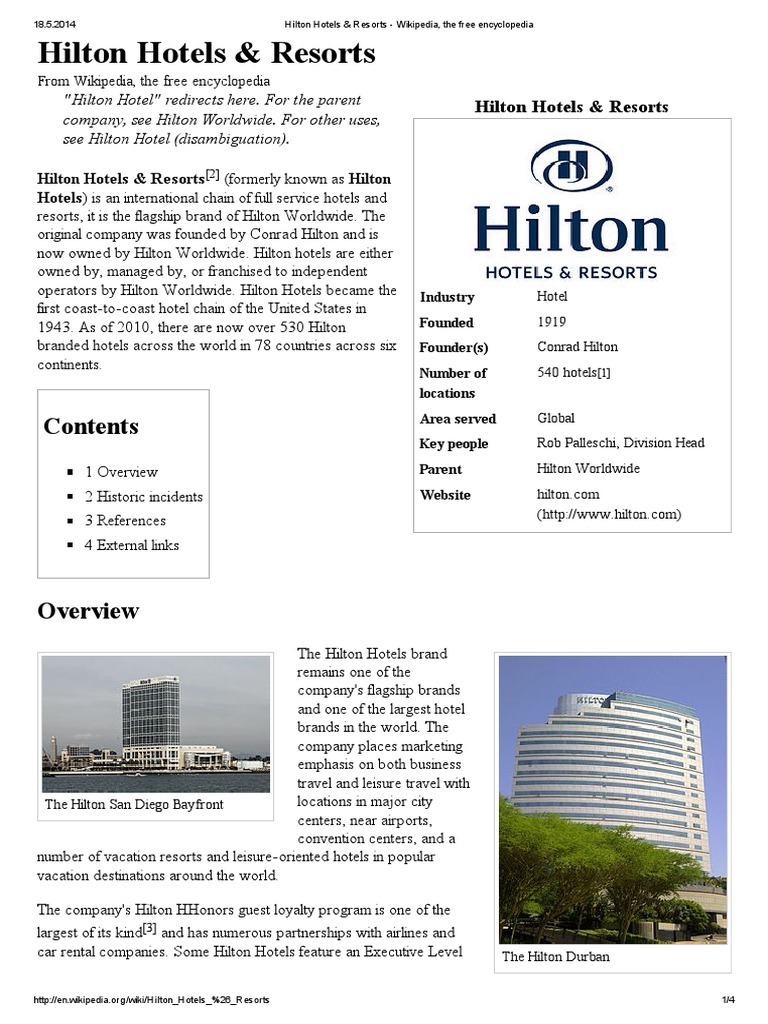 Hilton Hotels & Resorts - Wikipedia, The Free Encyclopedia | PDF ...