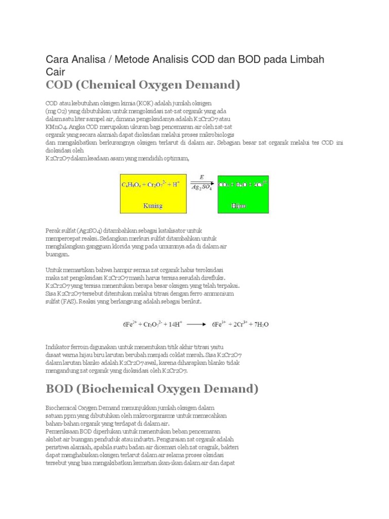 Metode Analisis COD BOD | PDF