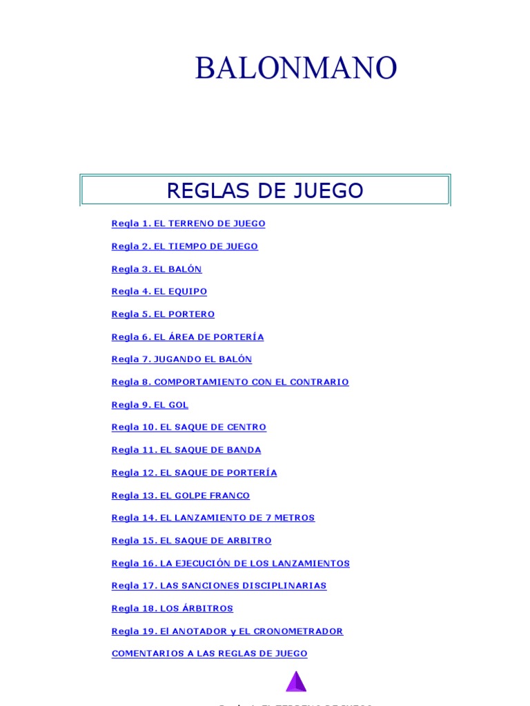 Handball Balonmano Reglamento | PDF | Deportes atléticos | Deportes