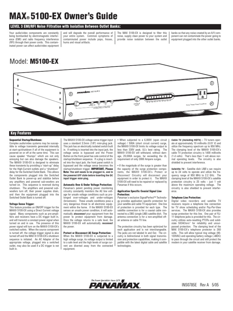 Panamax Max 5100-EX Owner's Guide | PDF | Direct Current | Electrical ...