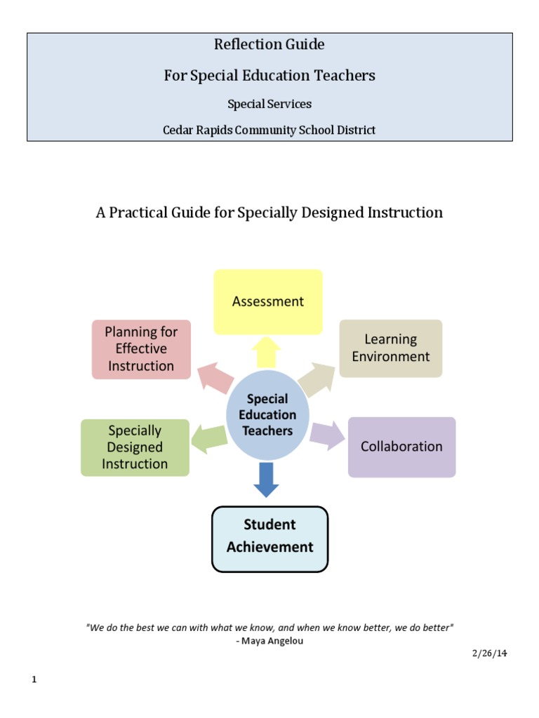 Special Education Teacher Reflection Guide | PDF | Special Education ...