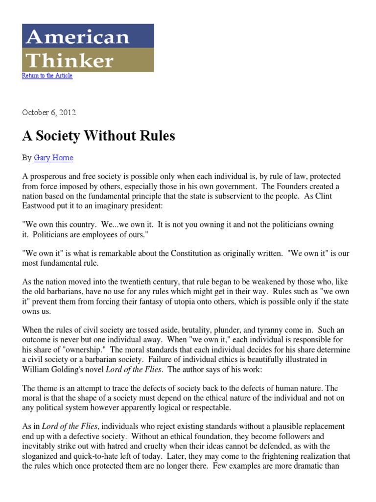 Consequences of a Ruleless Society | PDF | Morality | Precedent
