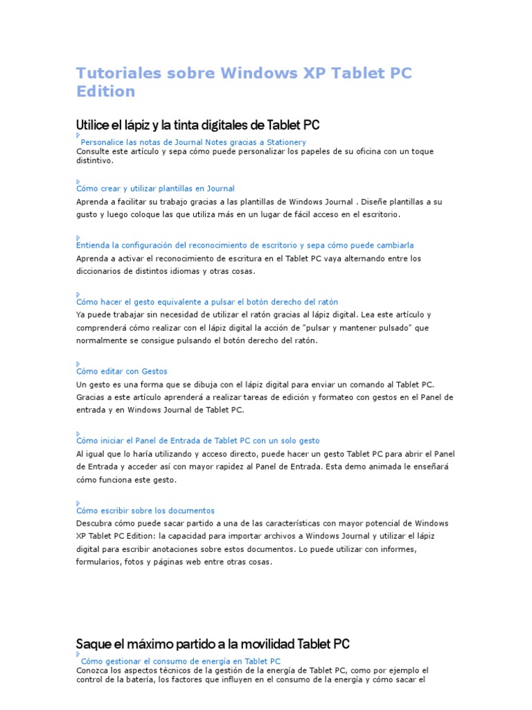 Tutoriales de Windows XP Tablet PC Edition | Descargar gratis PDF | Point and Click | Archivo de ...