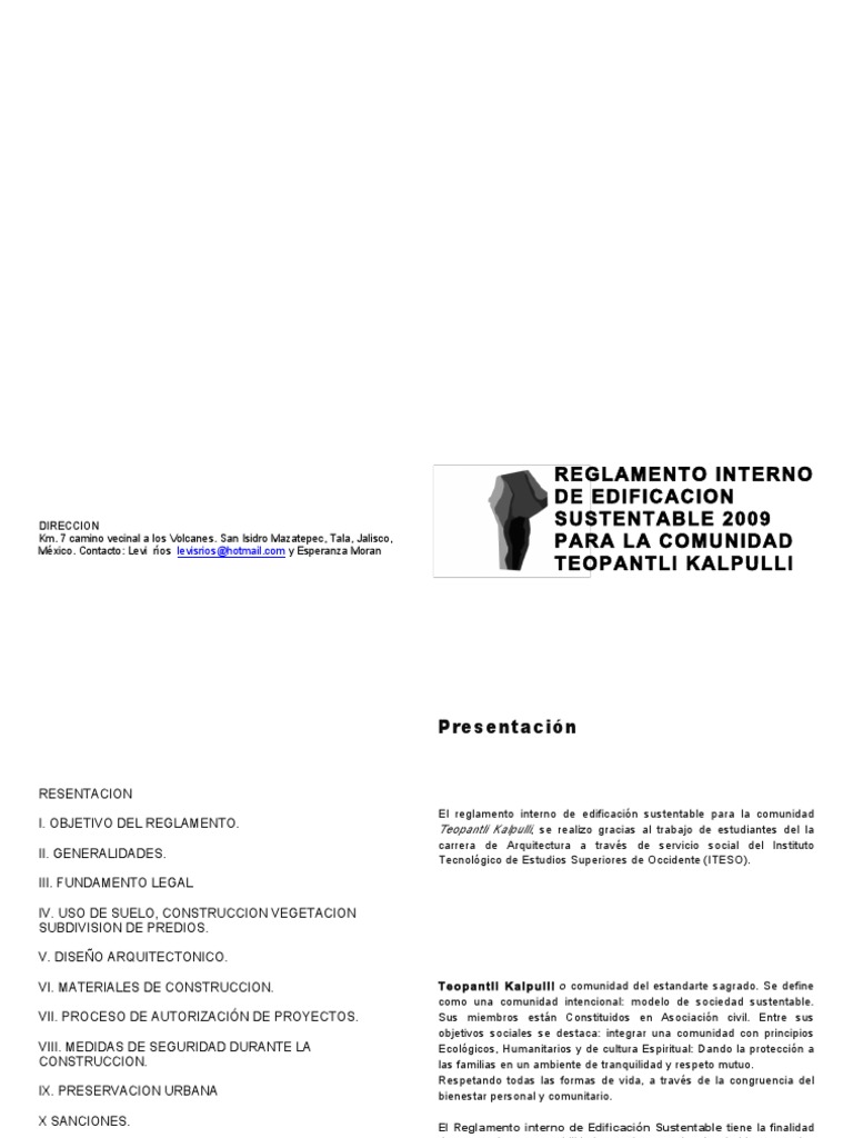 Reglamento Interno de Edificacion Sustentable Teopantli Kalpulli Comunidad | PDF | Residuos ...