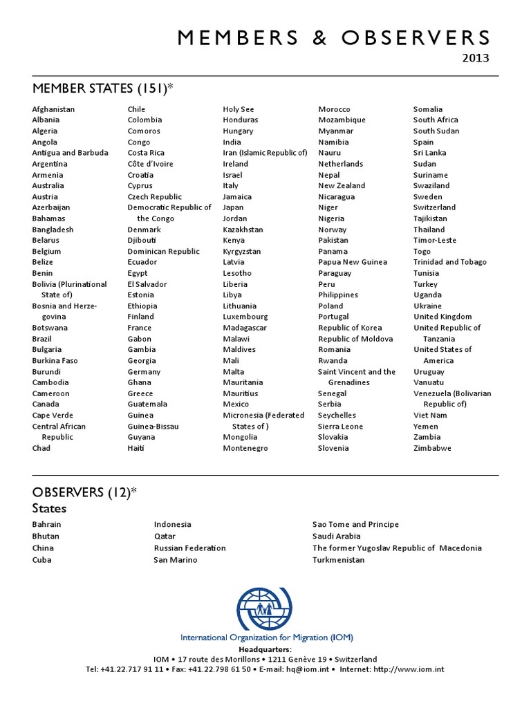 Members & Observers: Member States | PDF | United Nations ...