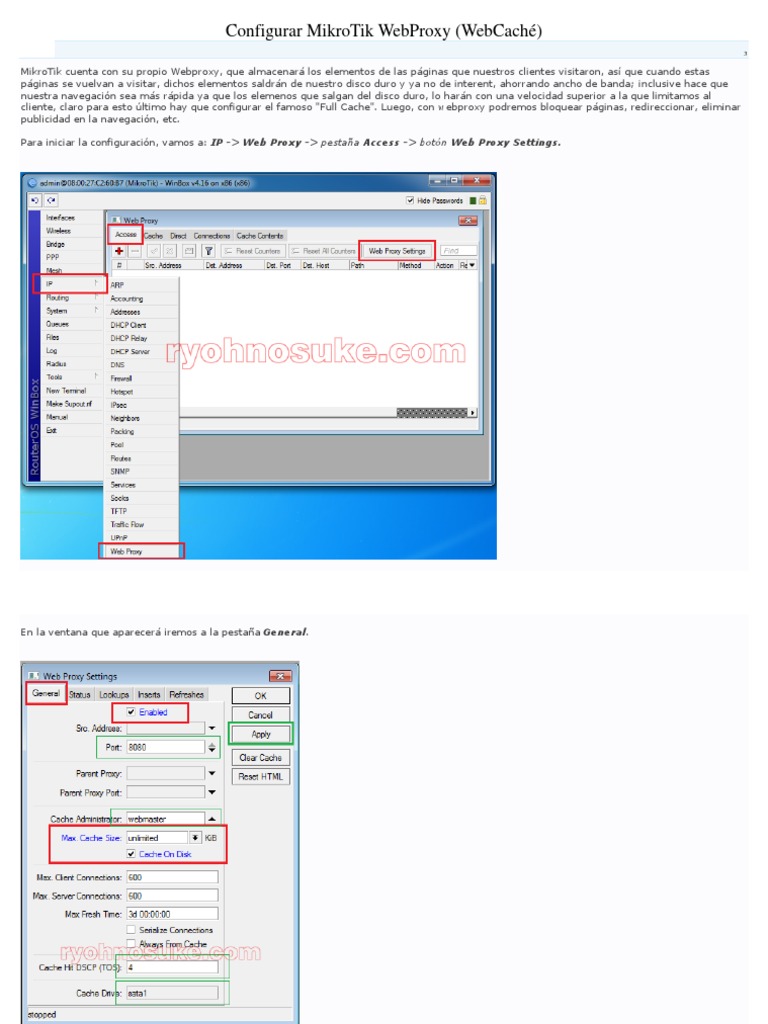 Configura MikroTik WebProxy Fácilmente | PDF | Caché (Computación) | Servidor (Computación)
