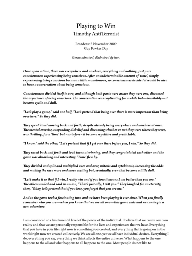 The Anti Terrorist Playing To Win | PDF | Self-Improvement