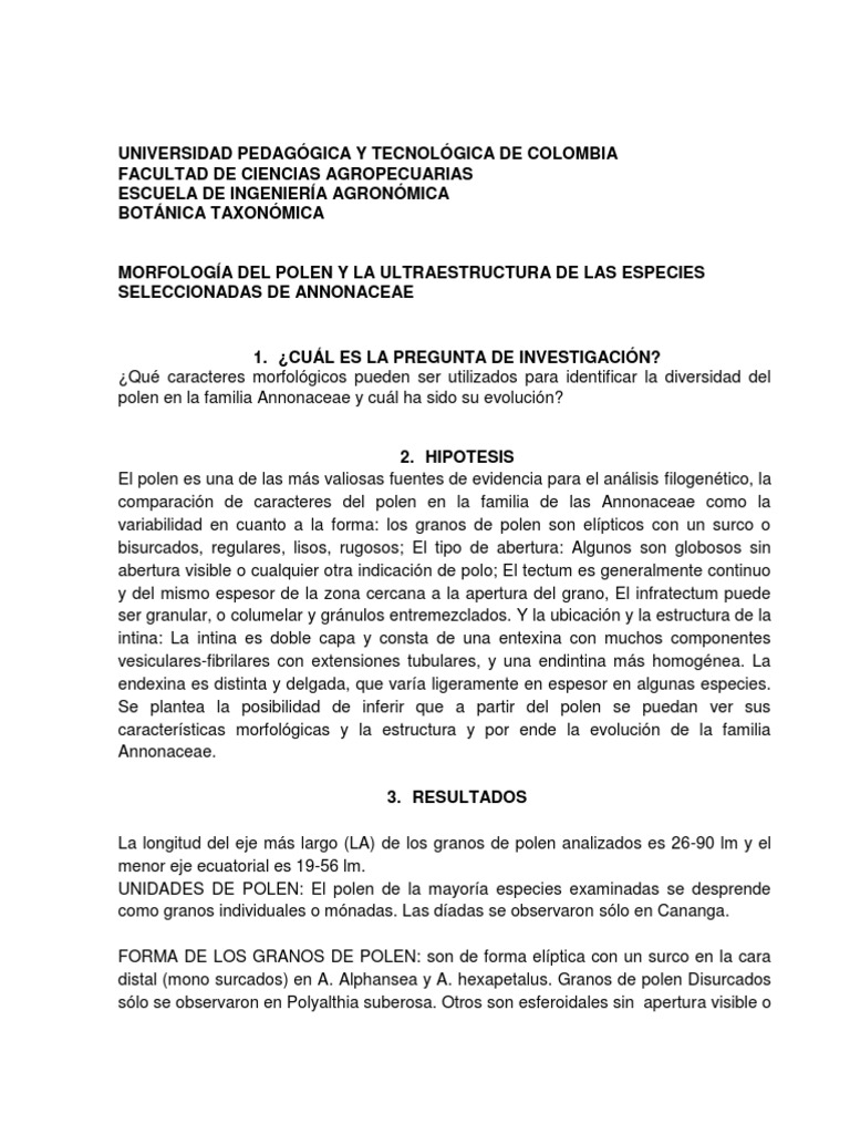 Morfología del Polen en Annonaceae | PDF | Polen | Plantas