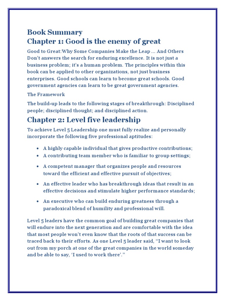 Good to Great: Key Concepts Summary | PDF | Consensus Decision Making ...