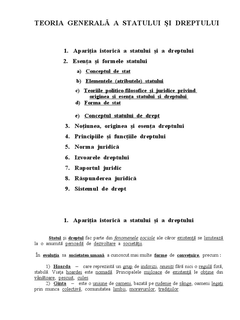 Teoria Generala A Statului Si Dreptului | PDF