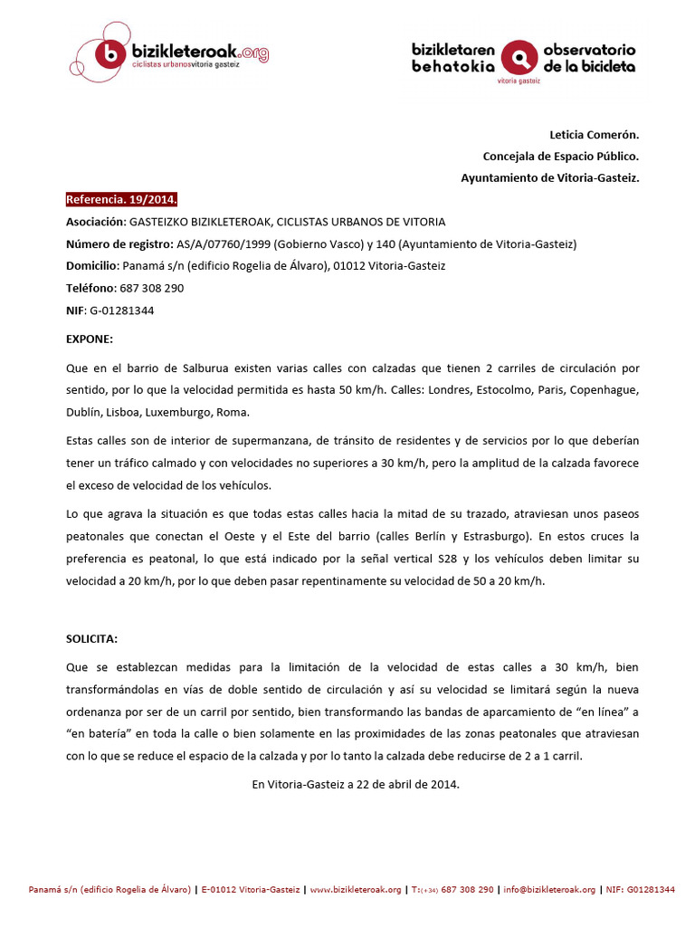 Calmado de Tráfico en Salburua (19/2014) | PDF | Transporte | Calle
