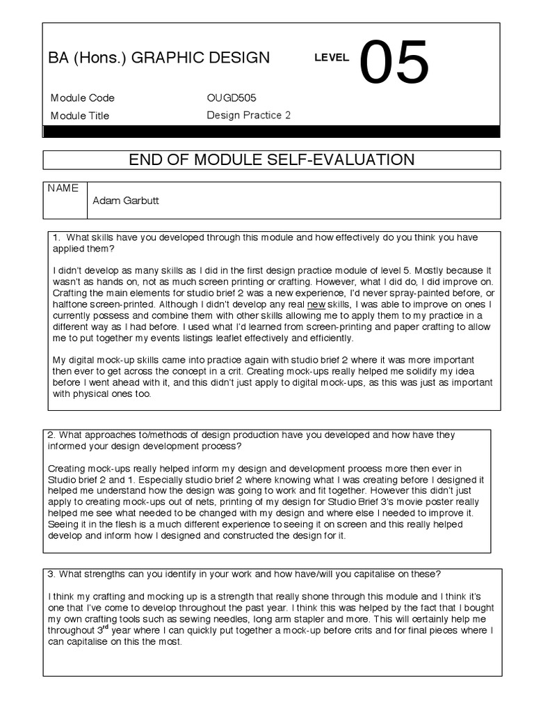Ba (Hons.) Graphic Design: Module Code OUGD505 Design Practice 2 | PDF ...