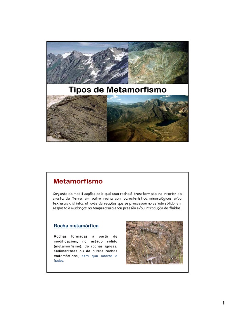 2 - Tipos de Metamorfismo | PDF | Rochas (Geologia) | Petrologia