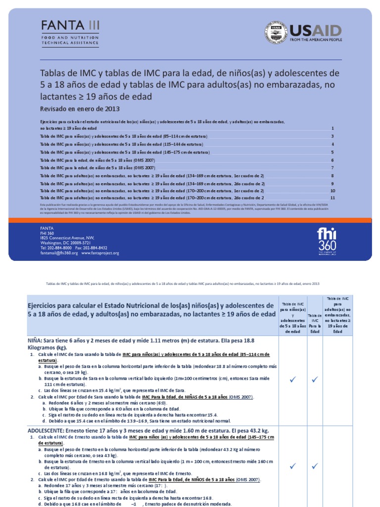 Tablas Imc | PDF | Índice de masa corporal | Cuerpo humano