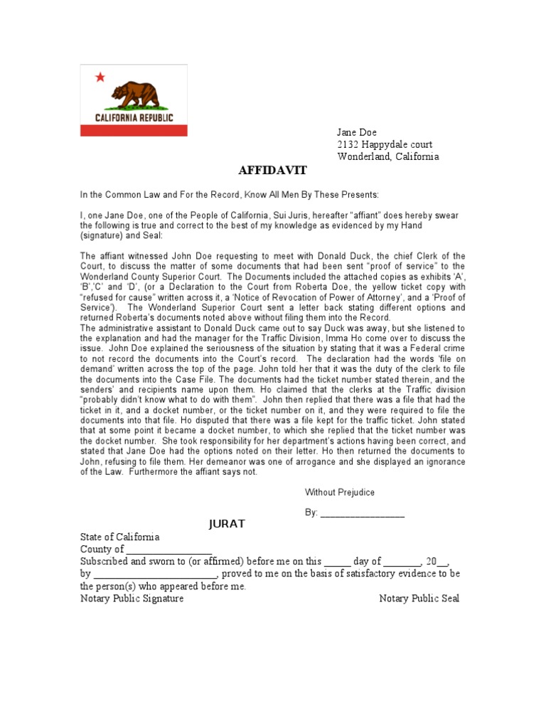 Affadavit Example1 | PDF | Affidavit | Notary Public