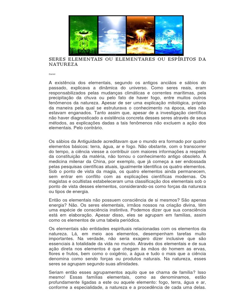 Seres Elementais Ou Elementares Ou Espíritos Da Natureza | PDF ...