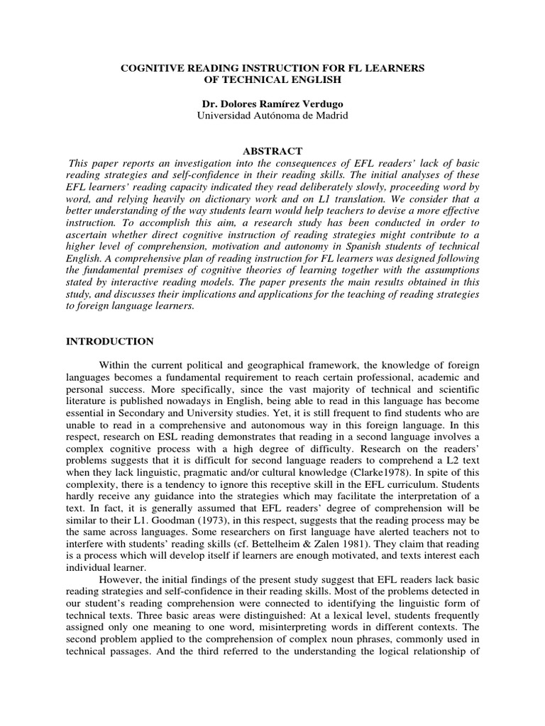 Cognitive Reading | PDF | Reading (Process) | Reading Comprehension