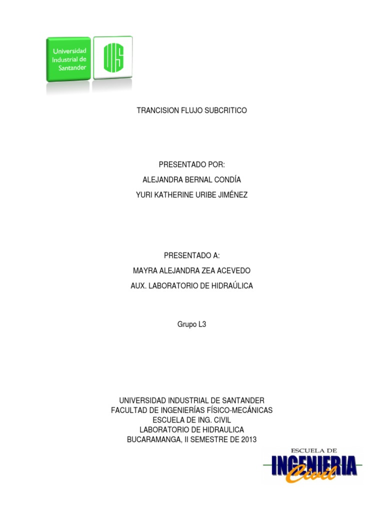Transicion de Flujo Subcritico | PDF | Descarga (hidrología) | Agua