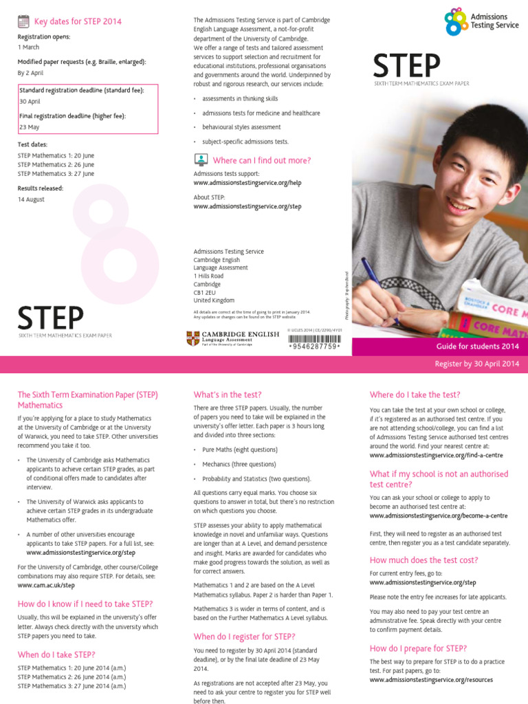 STEP Exam Leaflet | PDF | University Of Cambridge | Gce Advanced Level ...