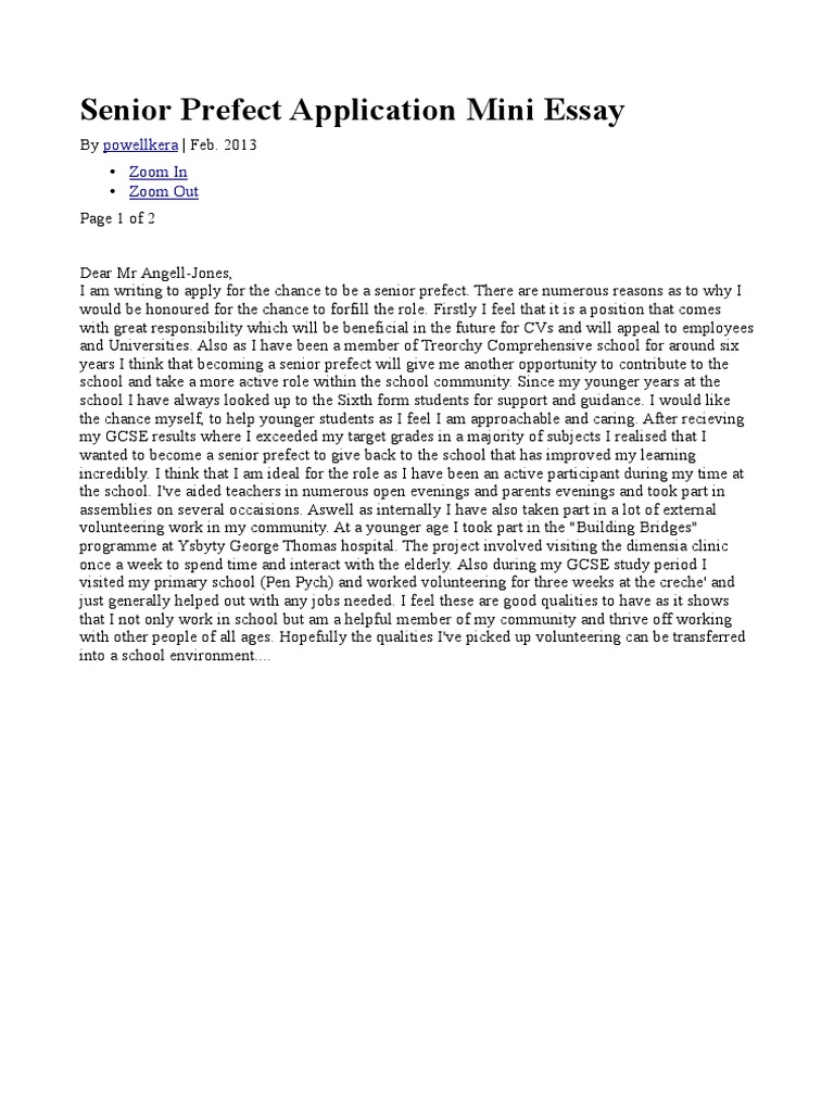 Senior Prefect Application Mini Essay: Powellkera Zoom in Zoom Out ...