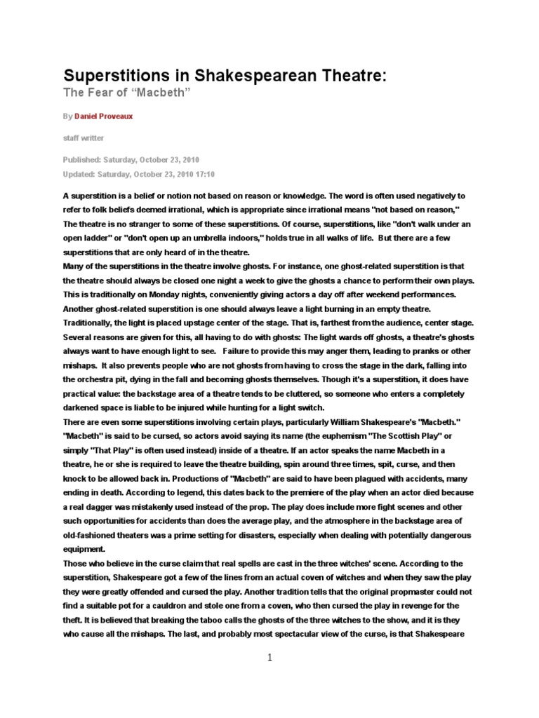 Superstitions in Shakespearean Theatre | PDF | Macbeth | Oral Literature