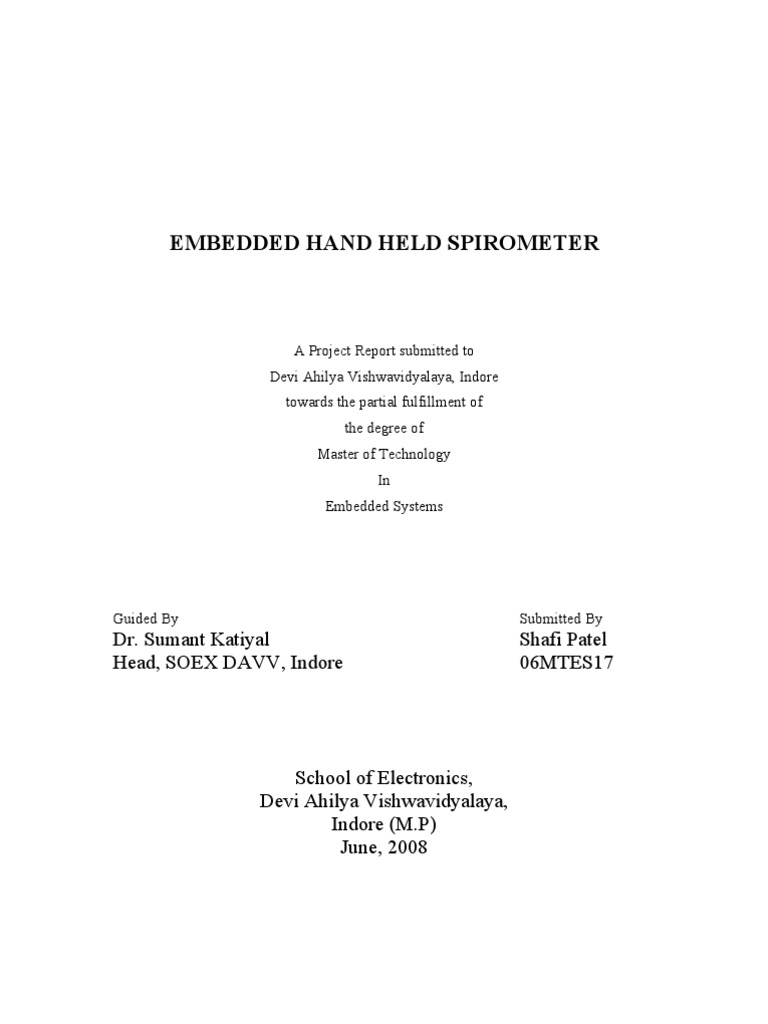 Handheld Spirometer Project Report | PDF | Flow Measurement | Fluid ...