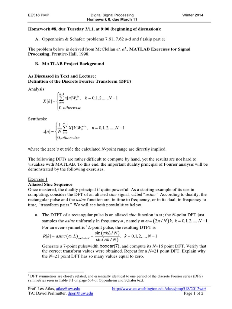 HW 8 Matlab Problem | PDF | Discrete Fourier Transform | Algorithms