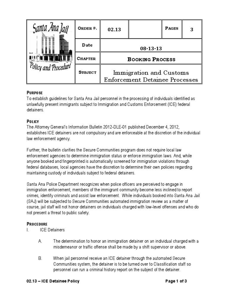 SAPD ICE Detainer Policy | Download Free PDF | Secure Communities And ...