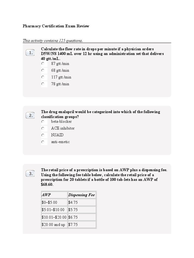 Pharmacy Certification Exam Review | PDF | Pharmacy | Medicinal Chemistry
