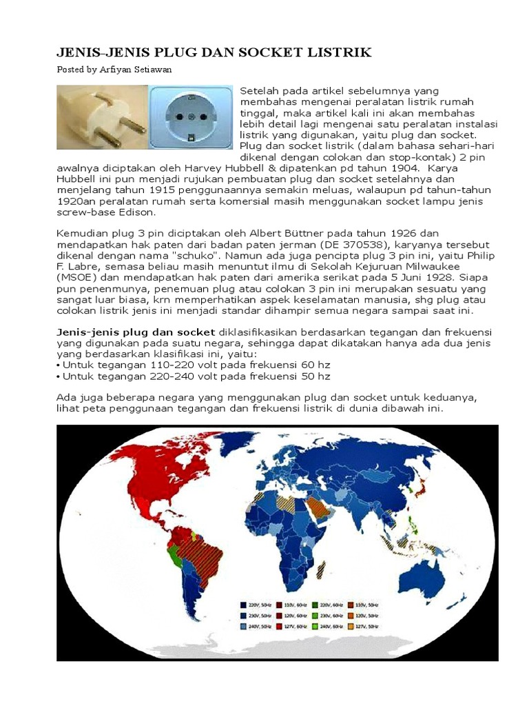 Jenis-Jenis Plug & Socket Listrik | PDF