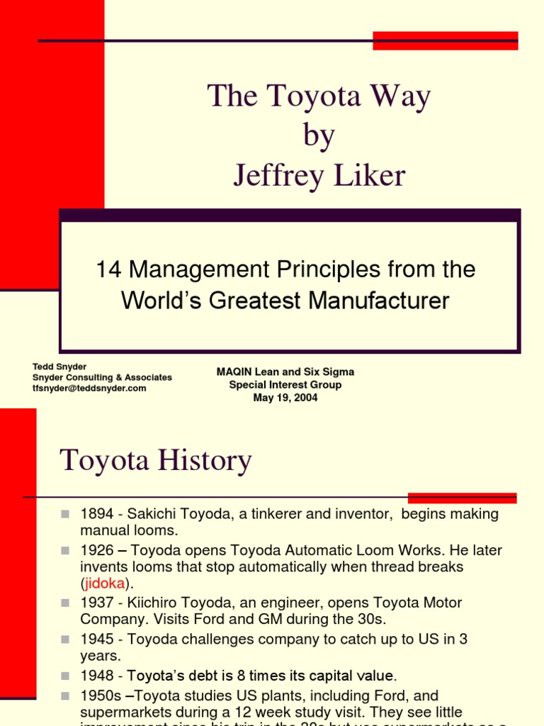 The Toyota Way by Jeffrey Liker: 14 Management Principles From The ...