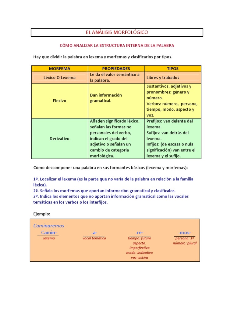 EL ANÁLISIS MORFOLÓGICO | Palabra | Numero Gramatical