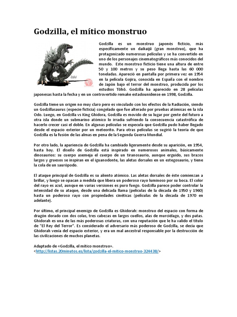 Godzilla | PDF | Naturaleza | Ocio