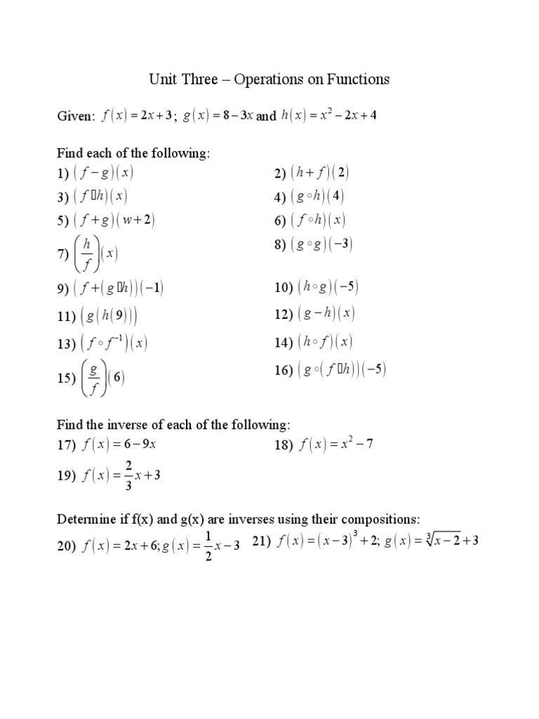 Operations and Inverses of Functions | PDF