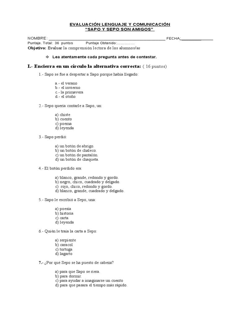 Sapo y Sepo Son Amigos | PDF