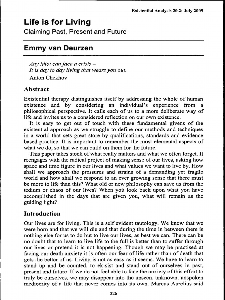 Life Is For Living - Emmy Van Deurzen | PDF | Existentialism ...