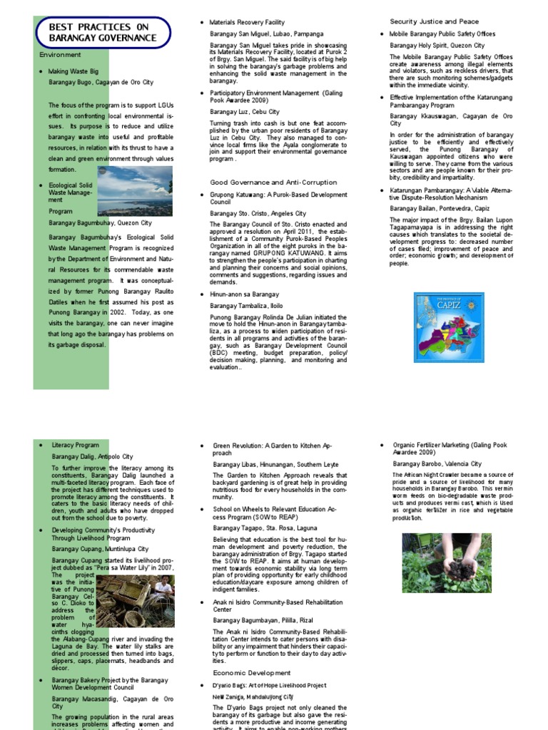 Barangay Best Practices On Environment | PDF | Waste Management | Literacy