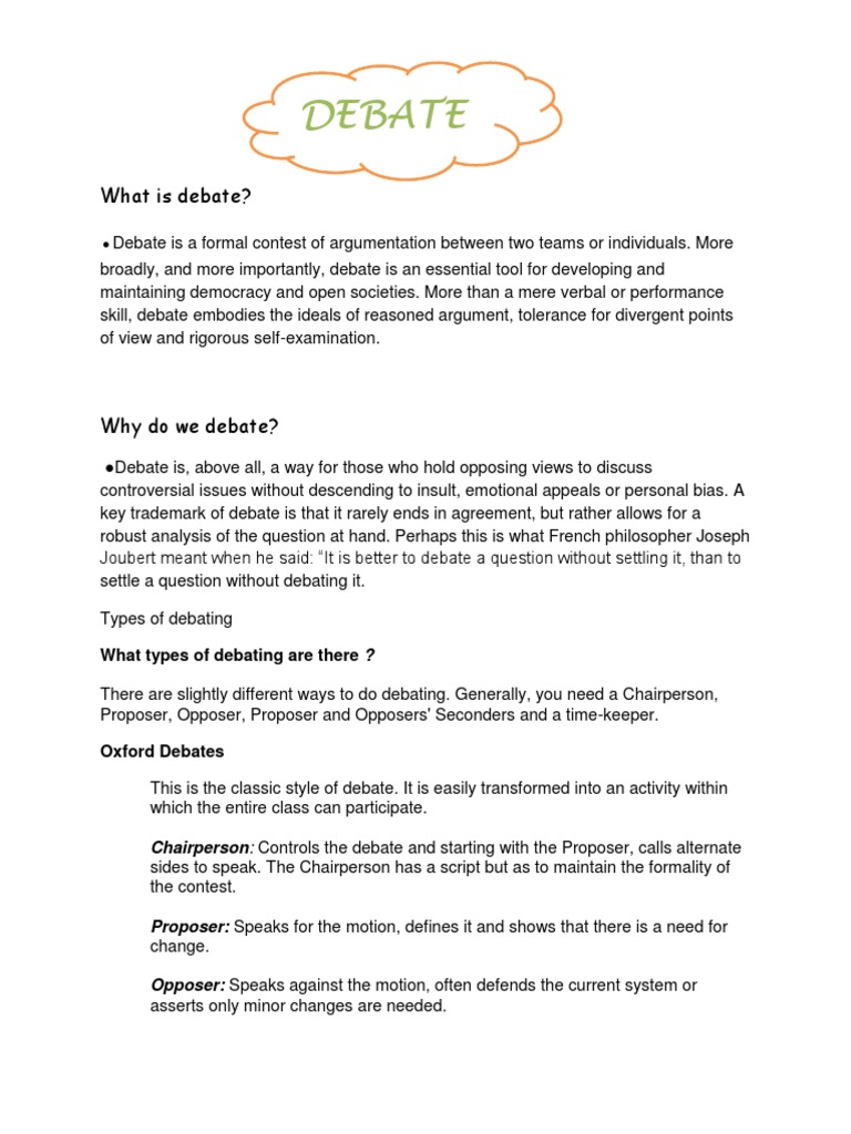 Understanding Debate Types and Structure | PDF | Political Science ...
