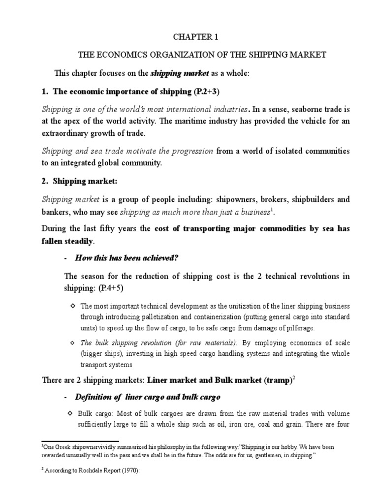 Shipping Market Economics | PDF | Ship Transport | Water Transport