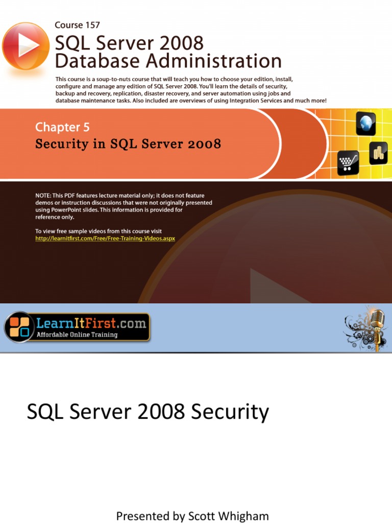 Security in SQL Server 2008 | PDF | Microsoft Sql Server | Databases
