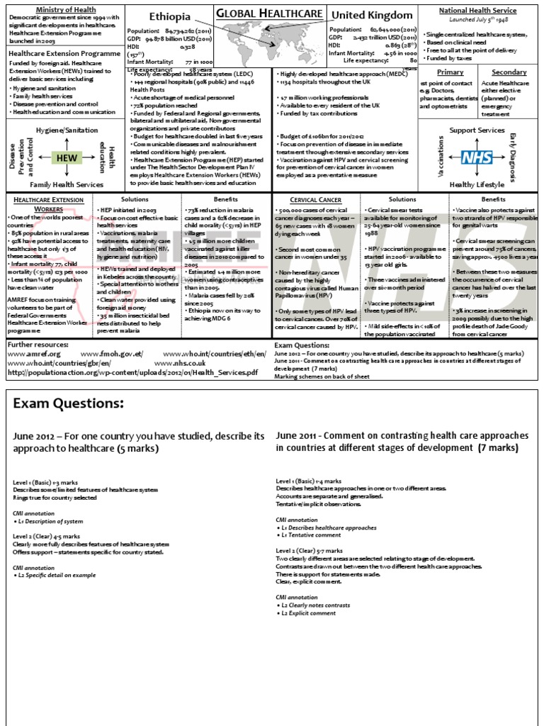 Global Healthcare Revision Sheet | PDF