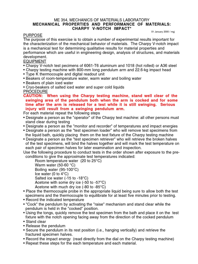 Mechanical Properties and Performance of Materials: Charpy V-Notch ...