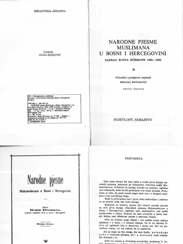 Narodne Pjesme Muslimana U Bosni I Hercegovini Kosta Herman | PDF
