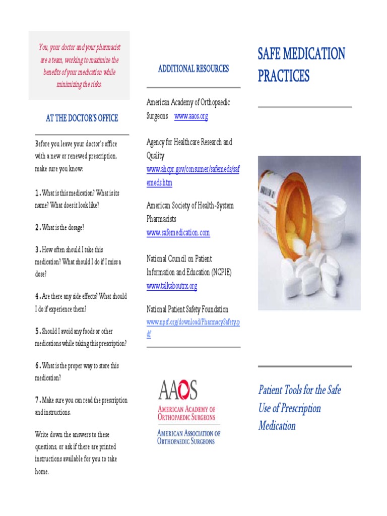 Safe Medication Practices: Additional Resources | PDF | Medical ...
