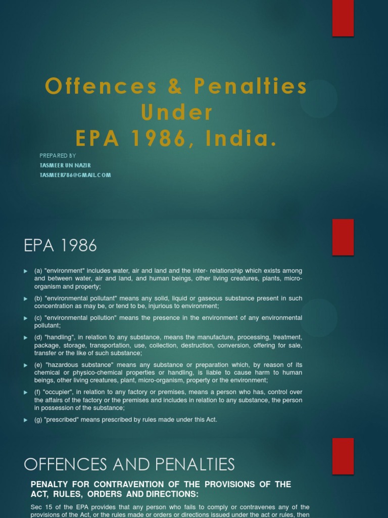 EPA 1986 Offences and Penalties Overview | PDF | Pollutant | Crime ...