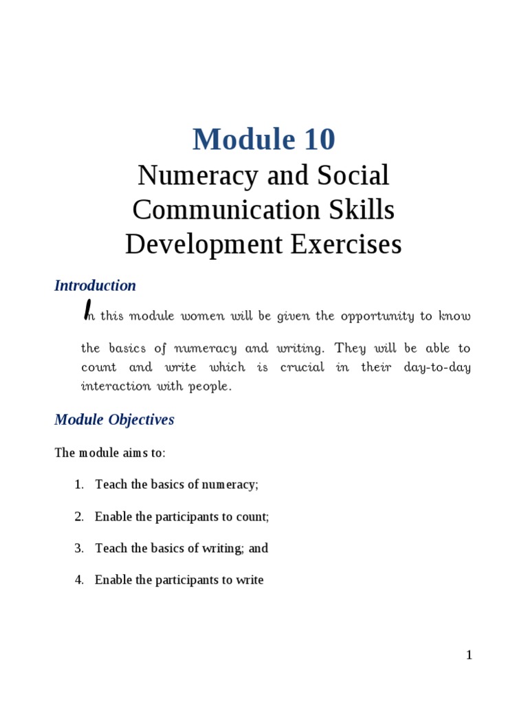 Numeracy and Writing Skills Module | PDF
