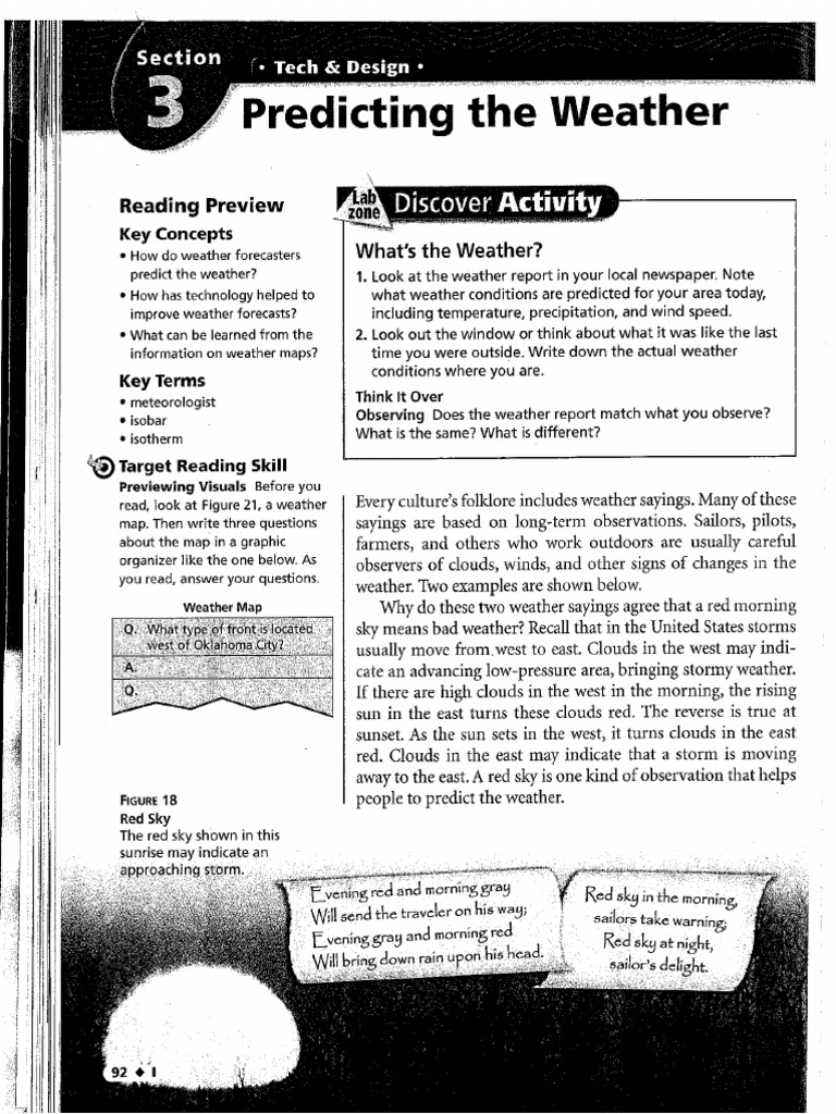 Predicting The Weather Reading Packet | PDF