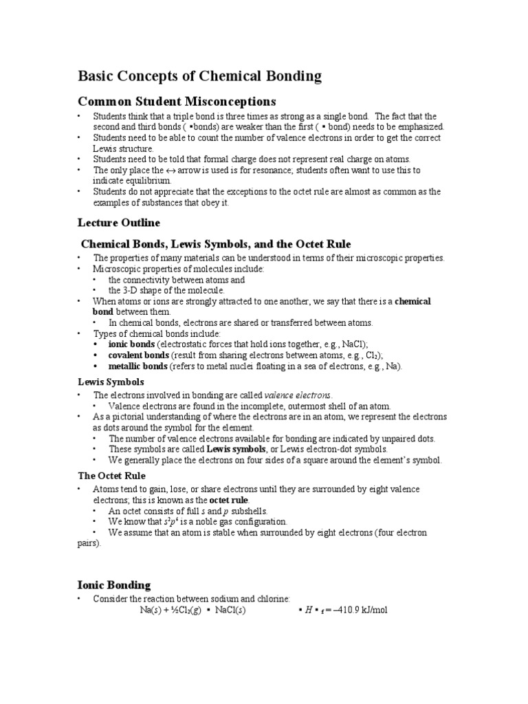 Basic Concepts of Chemical Bonding | PDF | Chemical Polarity | Ion